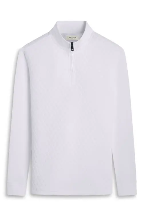 Bugatchi Quilted Quarter Zip Pullover - Chalk