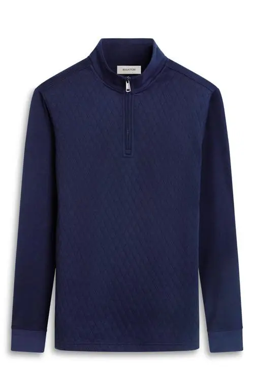 Bugatchi Quilted Quarter Zip Pullover - Navy
