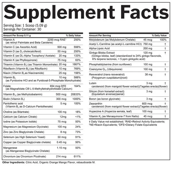 BRAINMD Bright Minds Memory Multi Orange Mango 153.6 Grams