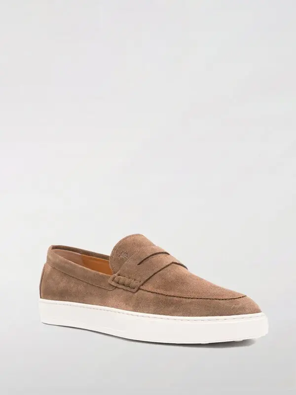 TOD'S Suede Loafers With Embossed Logo - Beige