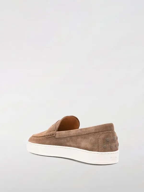 TOD'S Suede Loafers With Embossed Logo - Beige