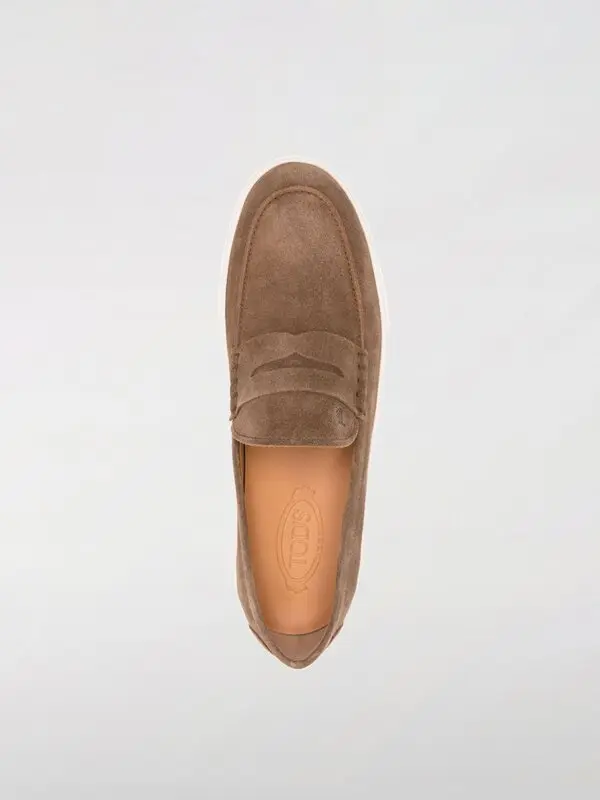 TOD'S Suede Loafers With Embossed Logo - Beige