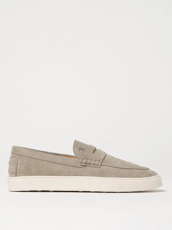 TOD'S Suede Loafers With Embossed Logo - Sand