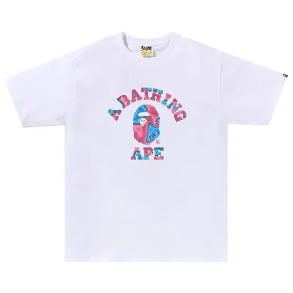 A BATHING APE Liquid Camo College Tee /pink - White
