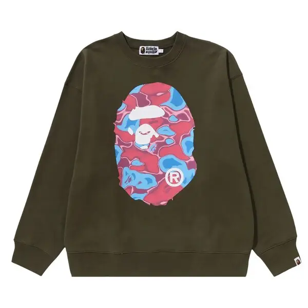 BAPE Liquid Camo Ape Head Relaxed Fit Crewneck Sweatshirt - Green
