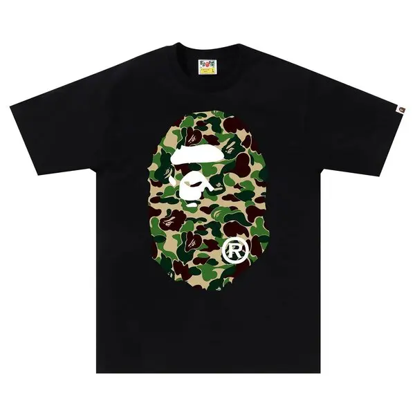 A BATHING APE Abc Camo Big Ape Head Tee /green - Black