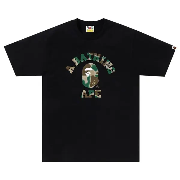 A BATHING APE Liquid Camo College Tee /olive Drab - Black