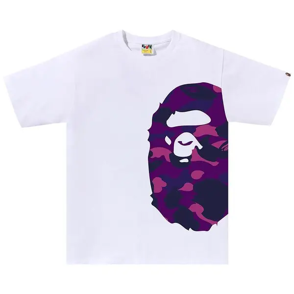 A BATHING APE Color Camo Side Big Ape Head Tee /purple - White