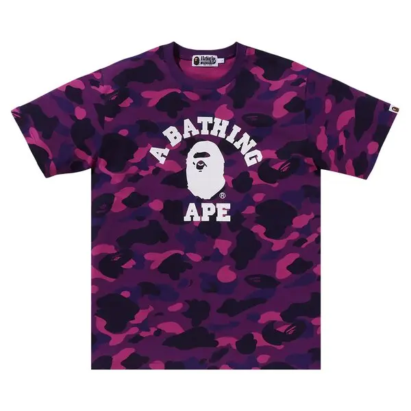 A BATHING APE Color Camo College Tee - Purple