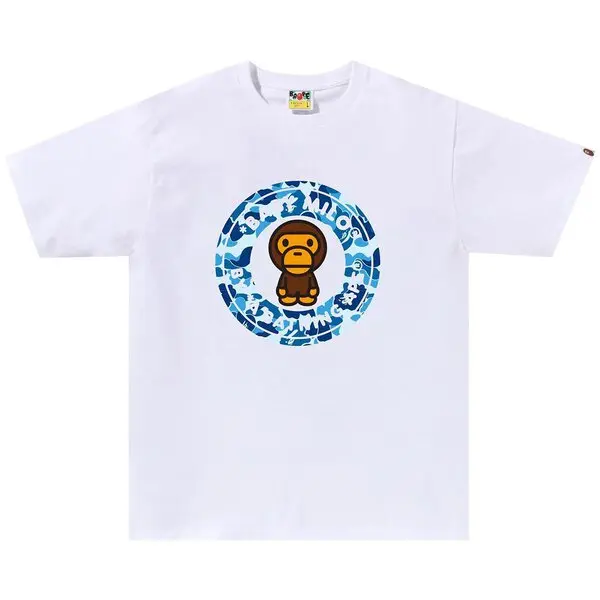 A BATHING APE Abc Camo Milo Busy Works Tee /blue - White