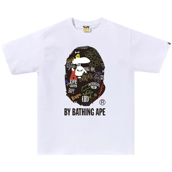 A BATHING APE Hand Draw Pattern Bathing Ape Tee - White