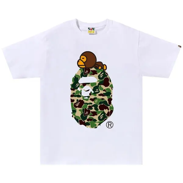 A BATHING APE Abc Camo Milo On Big Ape Tee /green - White