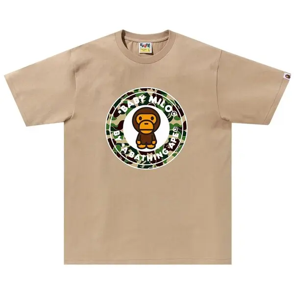A BATHING APE Abc Camo Milo Busy Works Tee 'beige/green - Tan