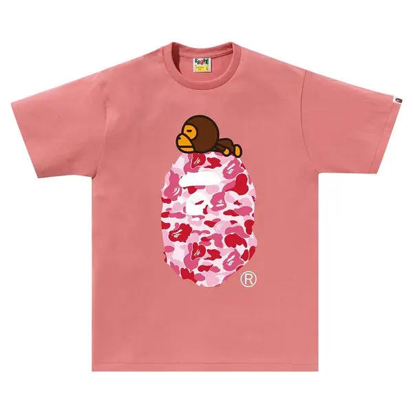 A BATHING APE Abc Camo Milo On Big Ape Tee - Pink