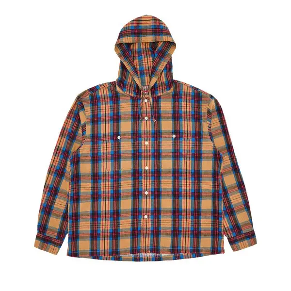 Supreme Printed Hooded Flannel Shirt - Tan