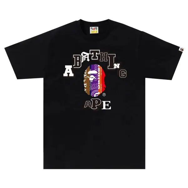 A BATHING APE Fans Scarf College Tee - Black