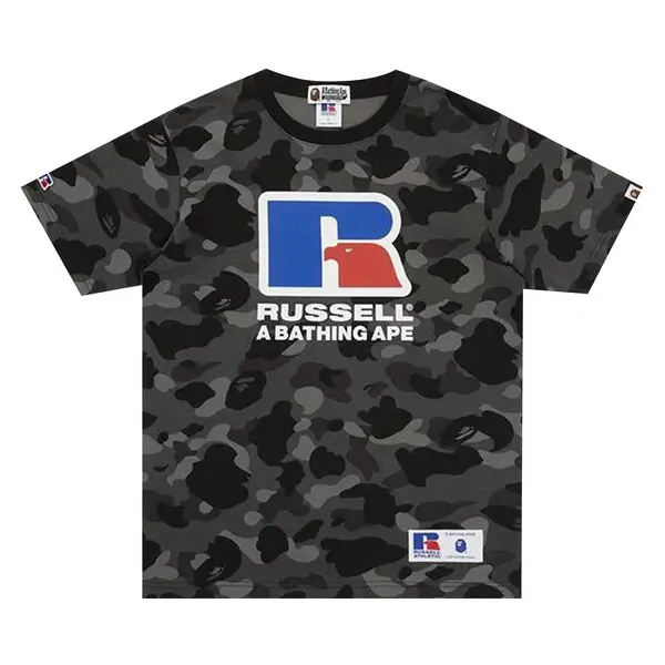 A BATHING APE X Russell Athletic Color Camo Tee - Black