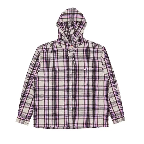 Supreme Printed Hooded Flannel Shirt - Pink | Editorialist