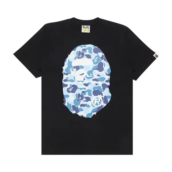 A BATHING APE Abc Camo Big Ape Head Tee /blue - Black