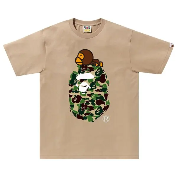 A BATHING APE Abc Camo Milo On Big Ape Tee 'beige/green - Tan