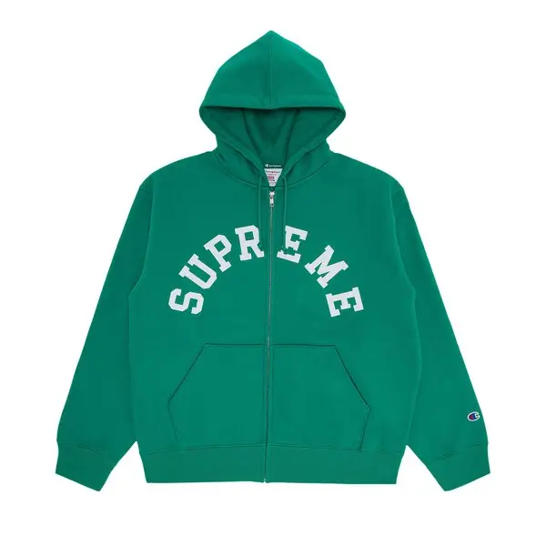 Supreme X Champion Zip Up Hooded Sweatshirt - Green
