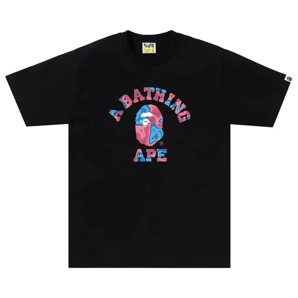 A BATHING APE Liquid Camo College Tee /pink - Black