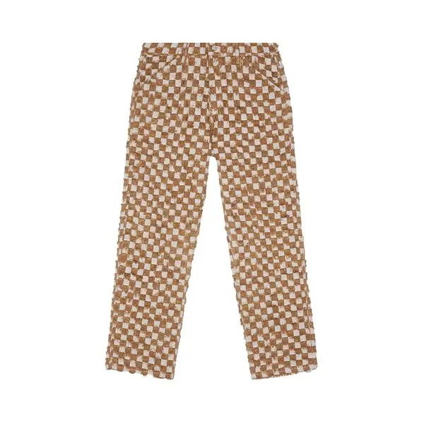 PLEASURES Curfew Checker Work Pants - Brown