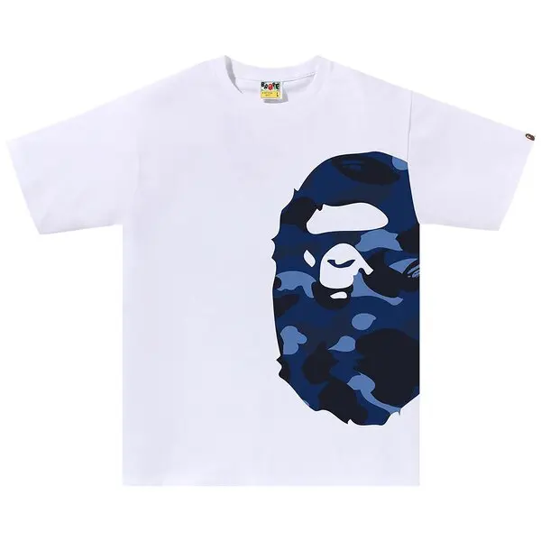 A BATHING APE Color Camo Side Big Ape Head Tee /blue - White