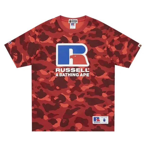 A BATHING APE X Russell Athletic Color Camo Tee - Red