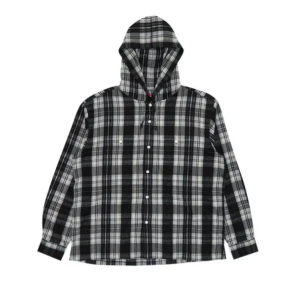 Supreme Printed Hooded Flannel Shirt - Black