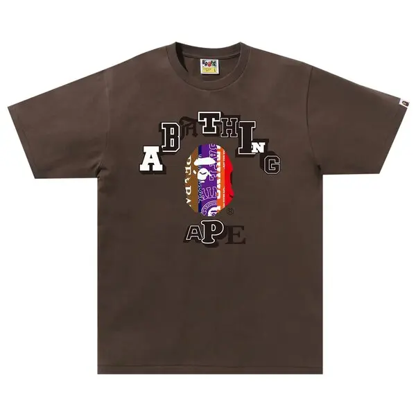 A BATHING APE Fans Scarf College Tee - Brown