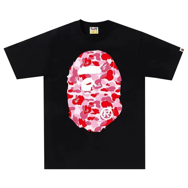 A BATHING APE Abc Camo Big Ape Head Tee /pink - Black