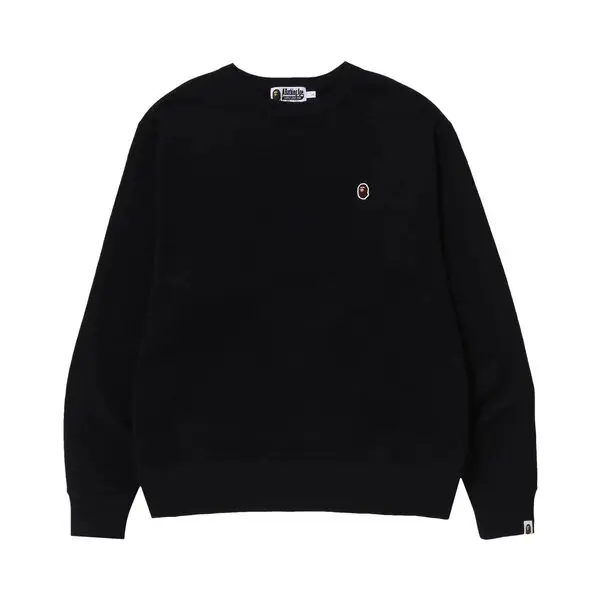 A BATHING APE Ape Head One Point Relaxed Fit Crewneck - Black
