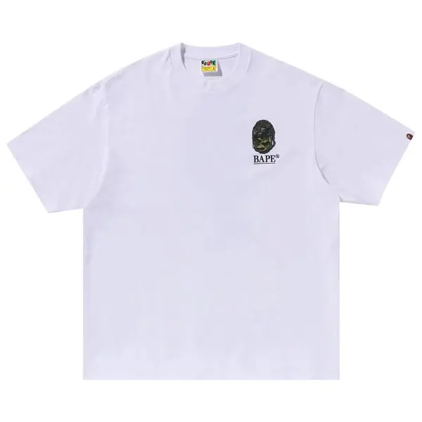 A BATHING APE Camo Stone Ape Head Relaxed Fit Tee - White