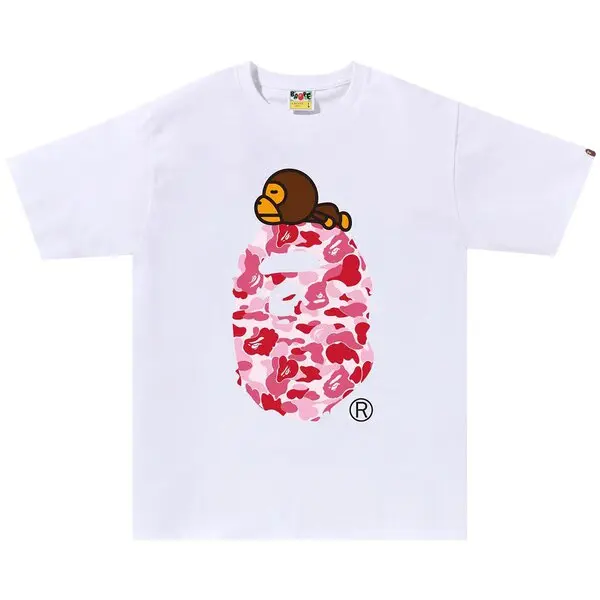 A BATHING APE Abc Camo Milo On Big Ape Tee /pink - White