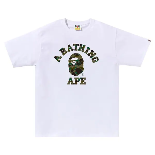 A BATHING APE 1st Camo College Tee /green - White