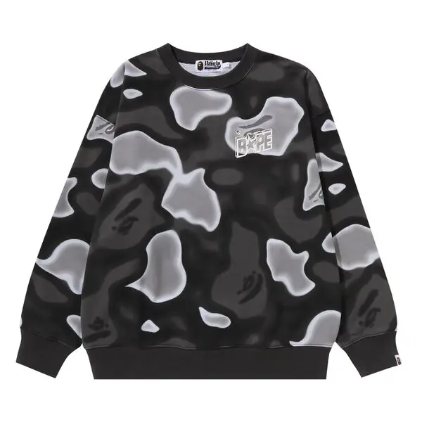 BAPE Liquid Camo Sta Relaxed Fit Crewneck Sweatshirt - Black