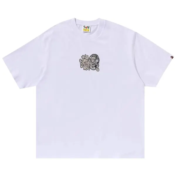 A BATHING APE Graffiti Ape Head Relaxed Fit Tee - White