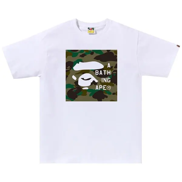 A BATHING APE 1st Camo Face Tag Logo Tee - White