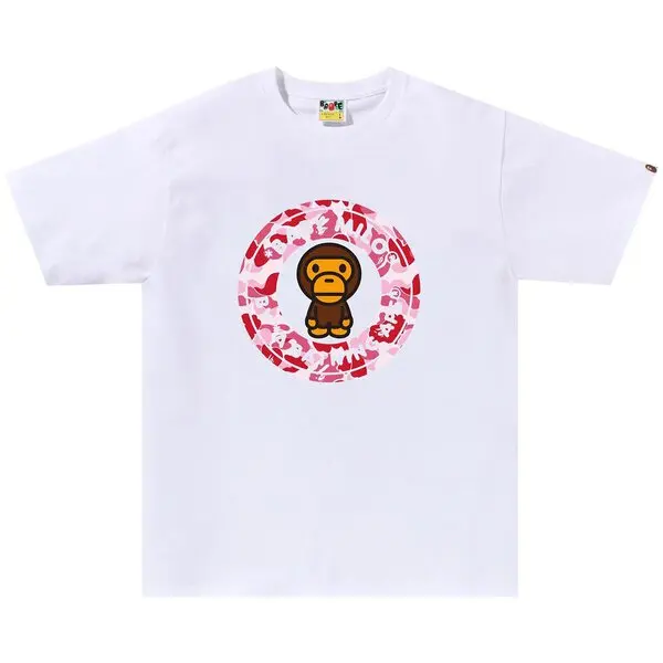 A BATHING APE Abc Camo Milo Busy Works Tee /pink - White