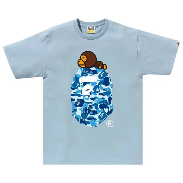 A BATHING APE Abc Camo Milo On Big Ape Tee 'sax - Blue