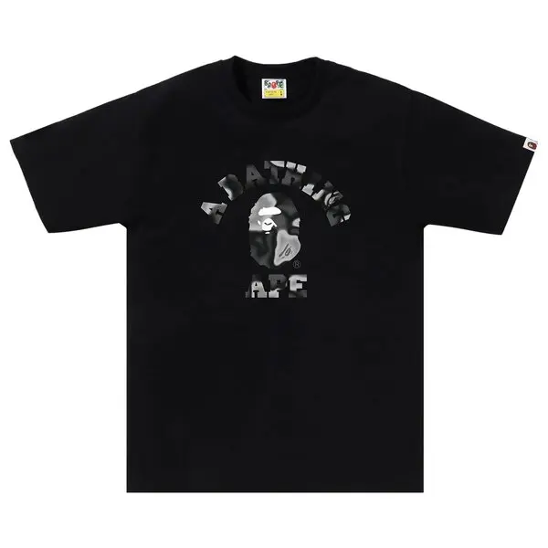 A BATHING APE Liquid Camo College Tee - Black