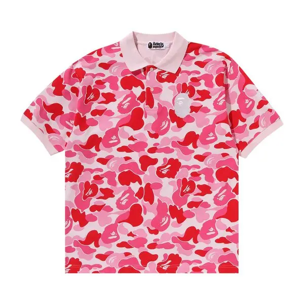 A BATHING APE Abc Camo Large Ape Head Polo - Pink