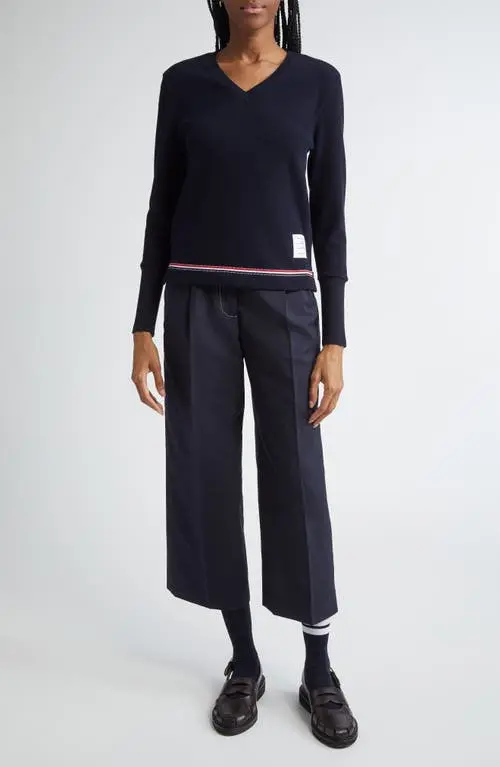 Thom Browne Tricolor Trim V-neck Sweater