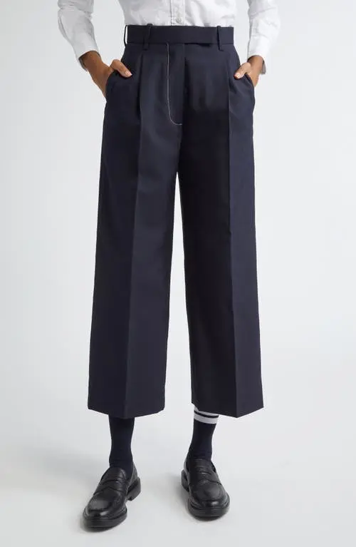 Thom Browne School Uniform Pleated High-waist Cropped Trousers