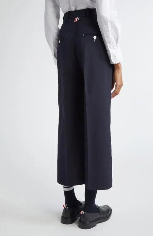 Thom Browne School Uniform Pleated High-waist Cropped Trousers