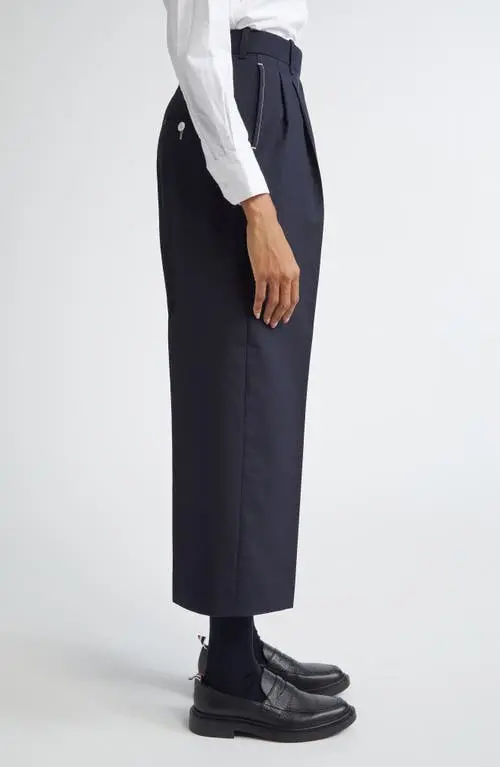 Thom Browne School Uniform Pleated High-waist Cropped Trousers