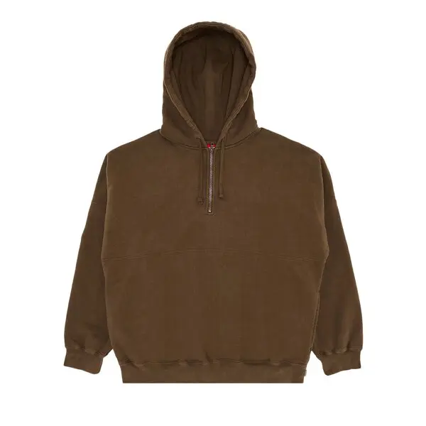 Supreme Wrapped Half Zip Hooded Sweatshirt - Brown