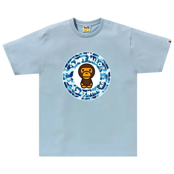 A BATHING APE Abc Camo Milo Busy Works Tee 'sax - Blue