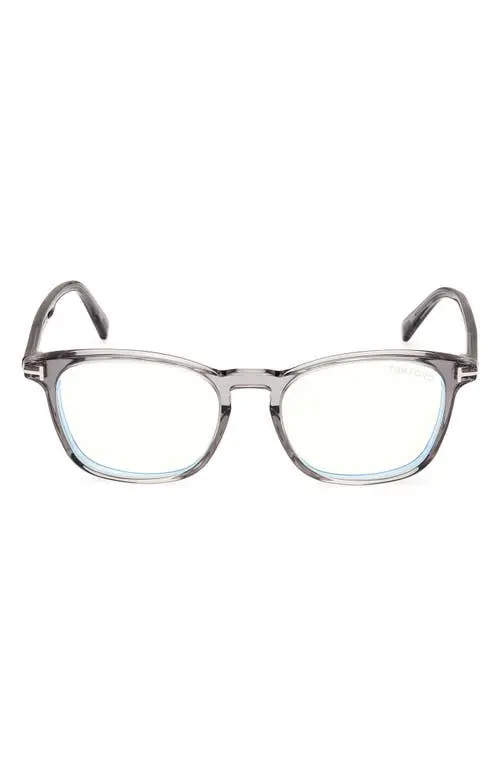 TOM FORD 52mm Square Optical Glasses - Grey / T Logo / Blue Block